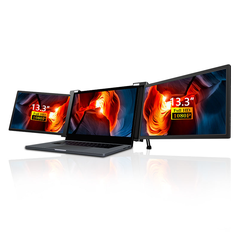 Dual Portable Tri Fold 1080P IPS FHD Screen Monitor Screen Extender For ...