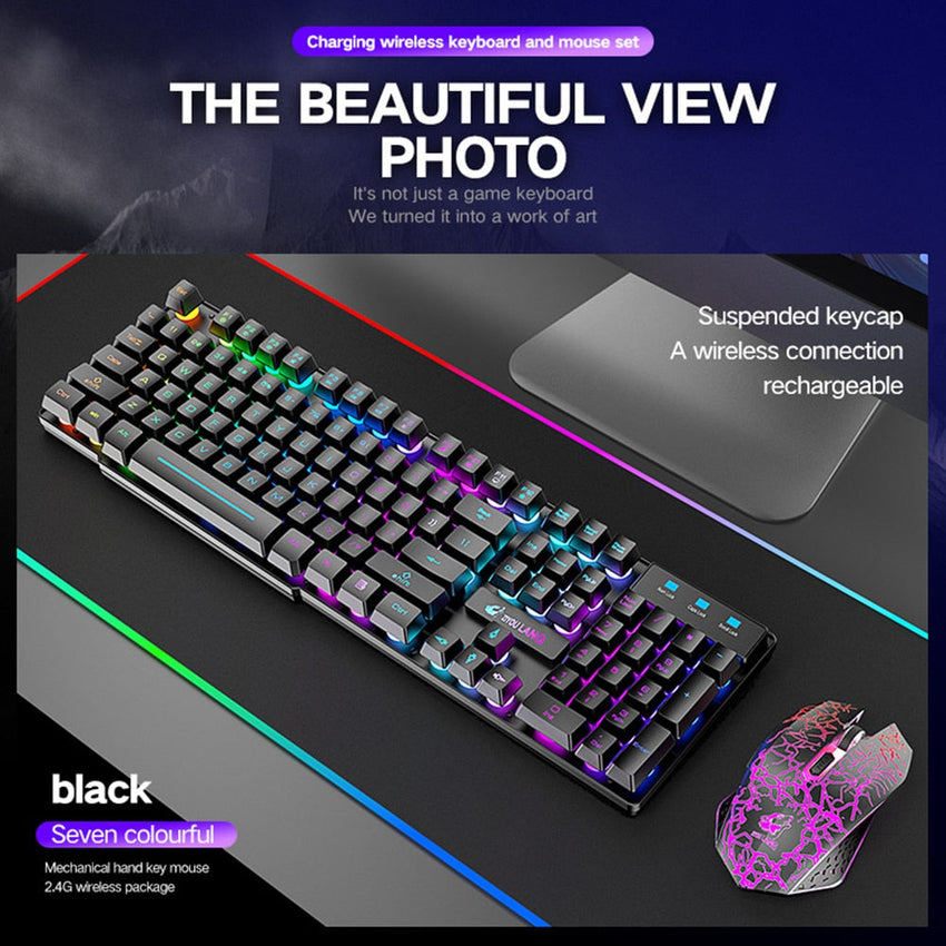 K-SNAKE KM320 RGB LED Backlight Gaming Keyboard and Mouse Combo - Black ...