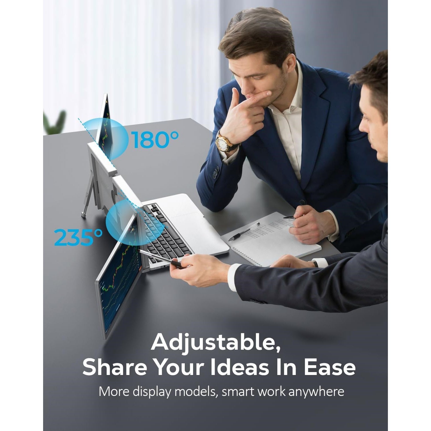 13.3 inch Trifold Portable Monitor 1080P IPS FHD Laptop Screen Extender ...